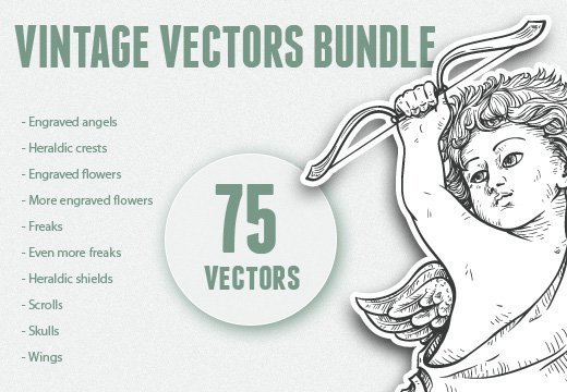 12 Best Vintage Vector Packs With 75 royalty-free vectors