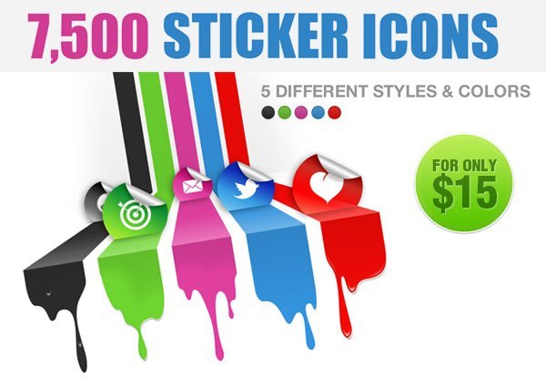 Sticker icon pack in 5 different colors & styles | InkyDeals