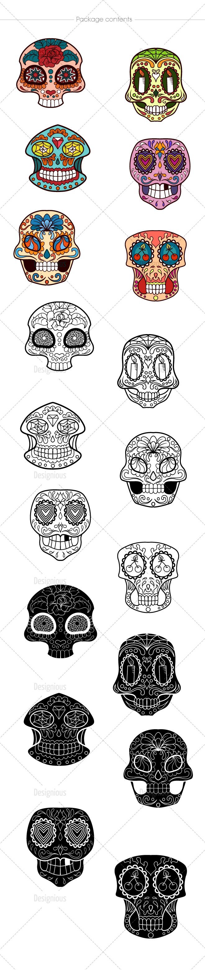 Sugar Skulls Giga Set: 180 Jaw-Dropping Vectors | InkyDeals