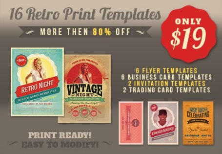 16 Premium Retro Print Templates | InkyDeals