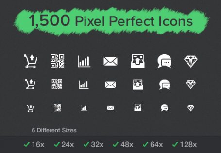 Perfect icons: Get 1,500 Pixel perfect icons of different sizes