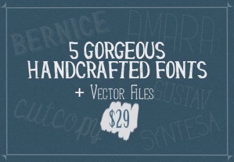 Handcrafted Font Bundle - 5 Editable Fonts - .Ai File