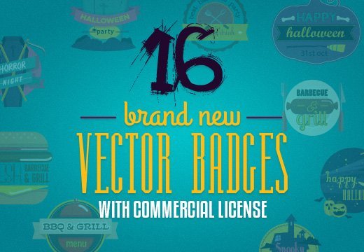 Vector Badges: 16 new vector badges with commercial license