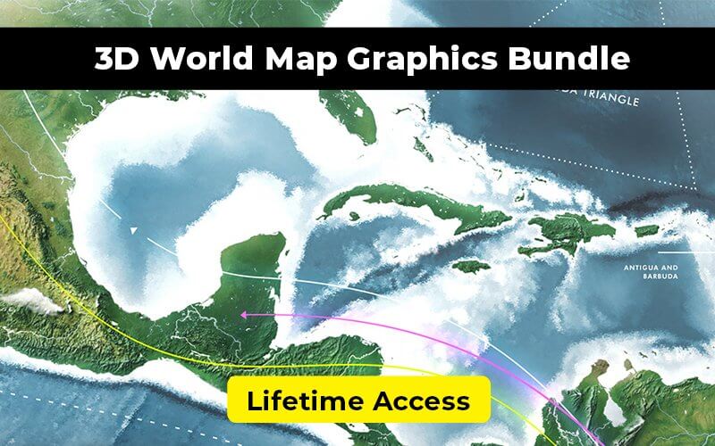 3D Earth Map | 3D World Map Graphics Illustration Bundle
