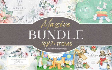 Watercolor Illustrations Bundle - 1400+ Elements - InkyDeals
