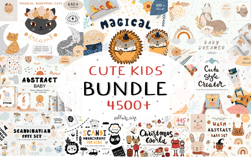 The Cute Designs Bundle For Kids With 4500+ Elements | Grab Now