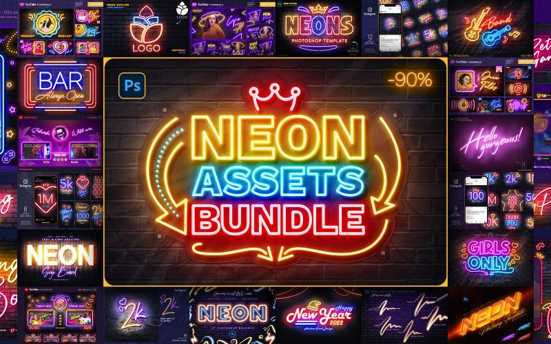 250+ Neon Effect Photoshop Templates Bundle | InkyDeals